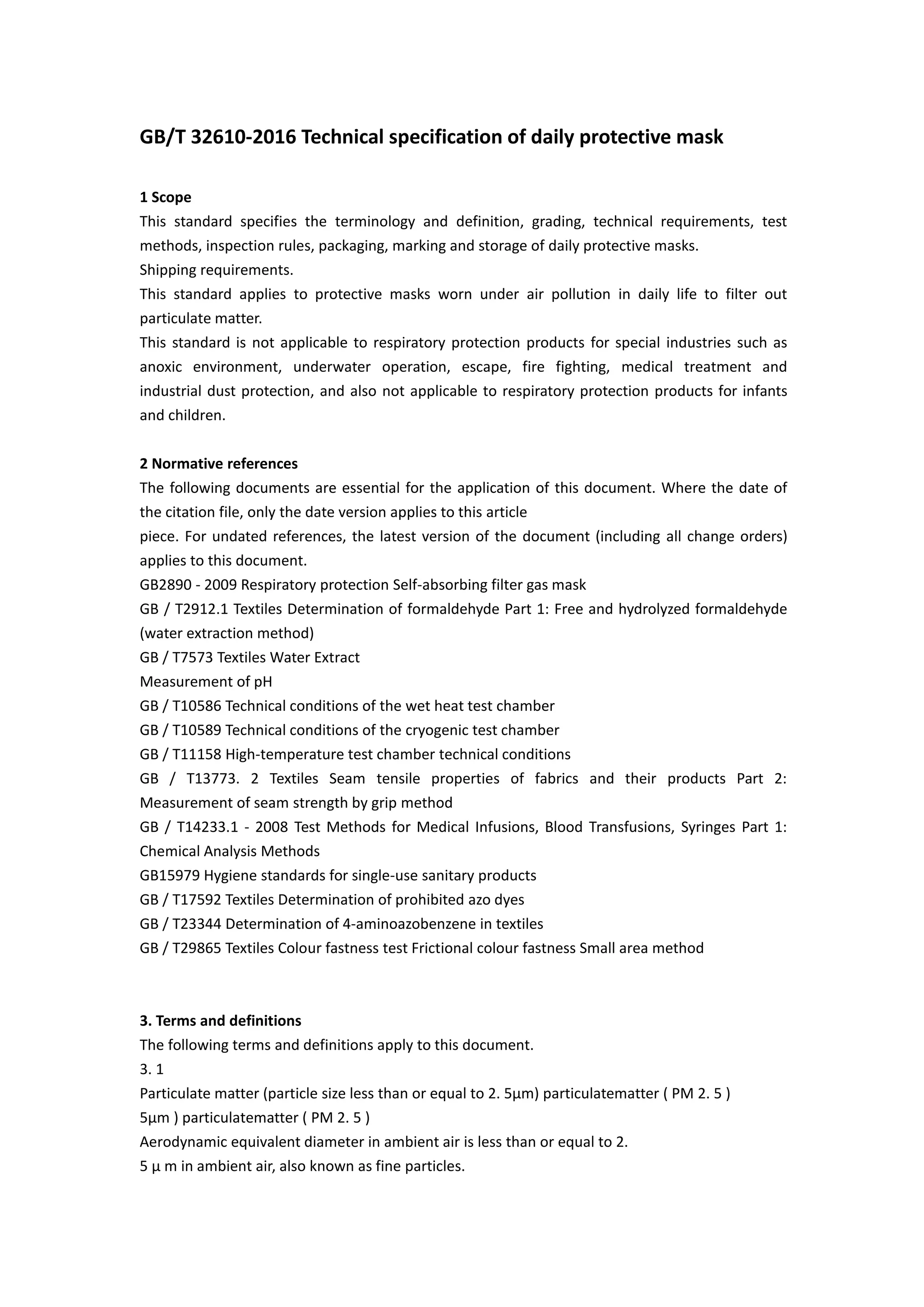 Gbt 32610-2016 technical-specificationof-daily-protective-mask | PDF