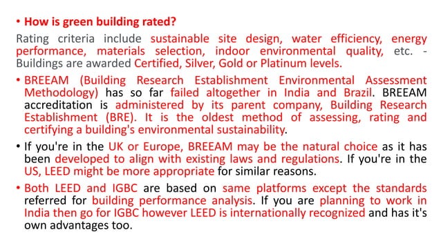 Green building rating systems - Green building Technologies | PDF