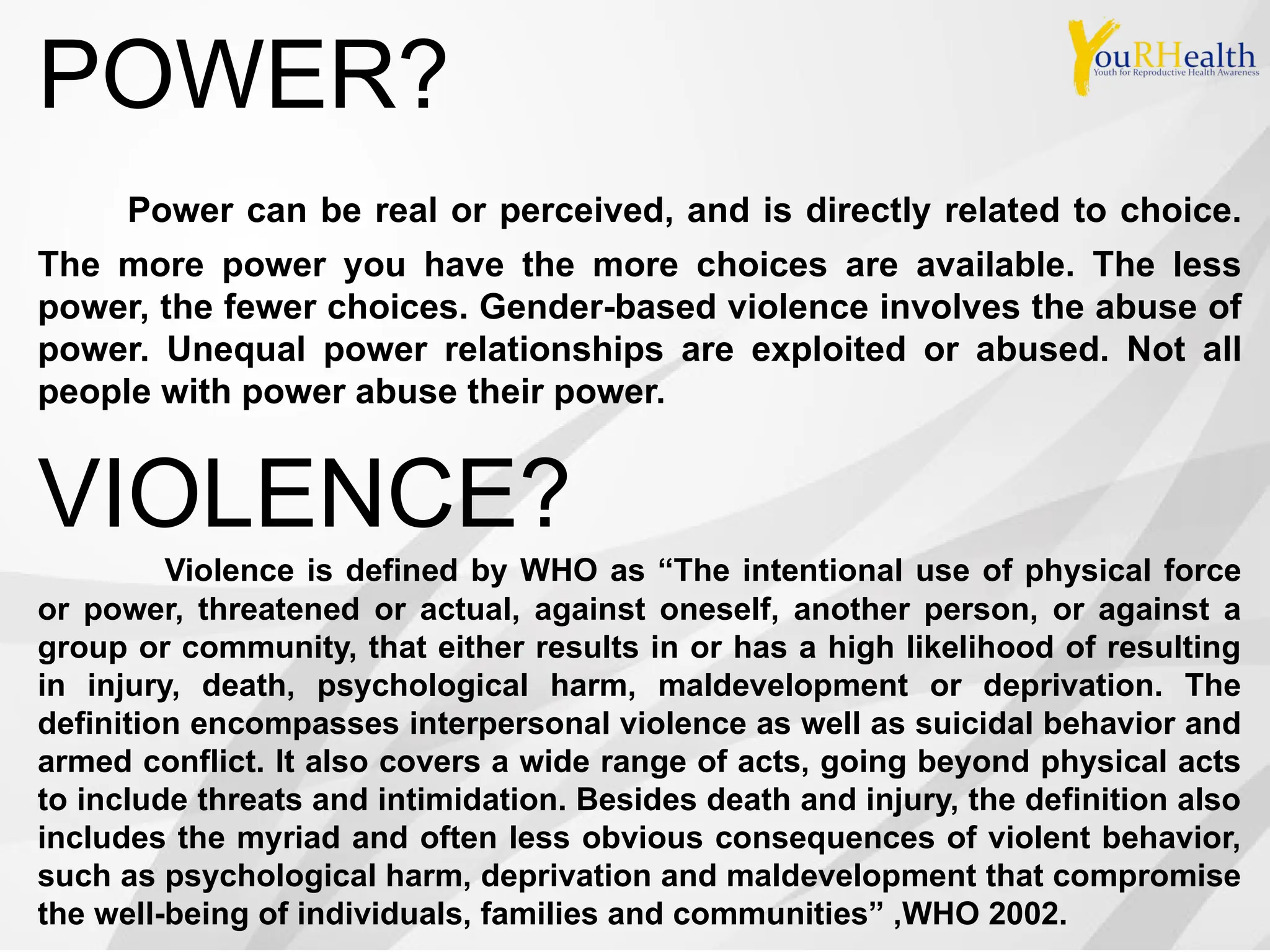Gender-based violence-Talk for SHS students | PPTX