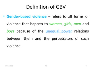 Comprehensive Overview of Gender Based Violence and Women's Empowerment ...