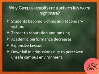 Campus Assaults- Why Universities should strive to prevent gender based ...