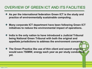 GREEN COMPUTING GREEN ICT | PPT