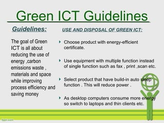GREEN COMPUTING GREEN ICT | PPT