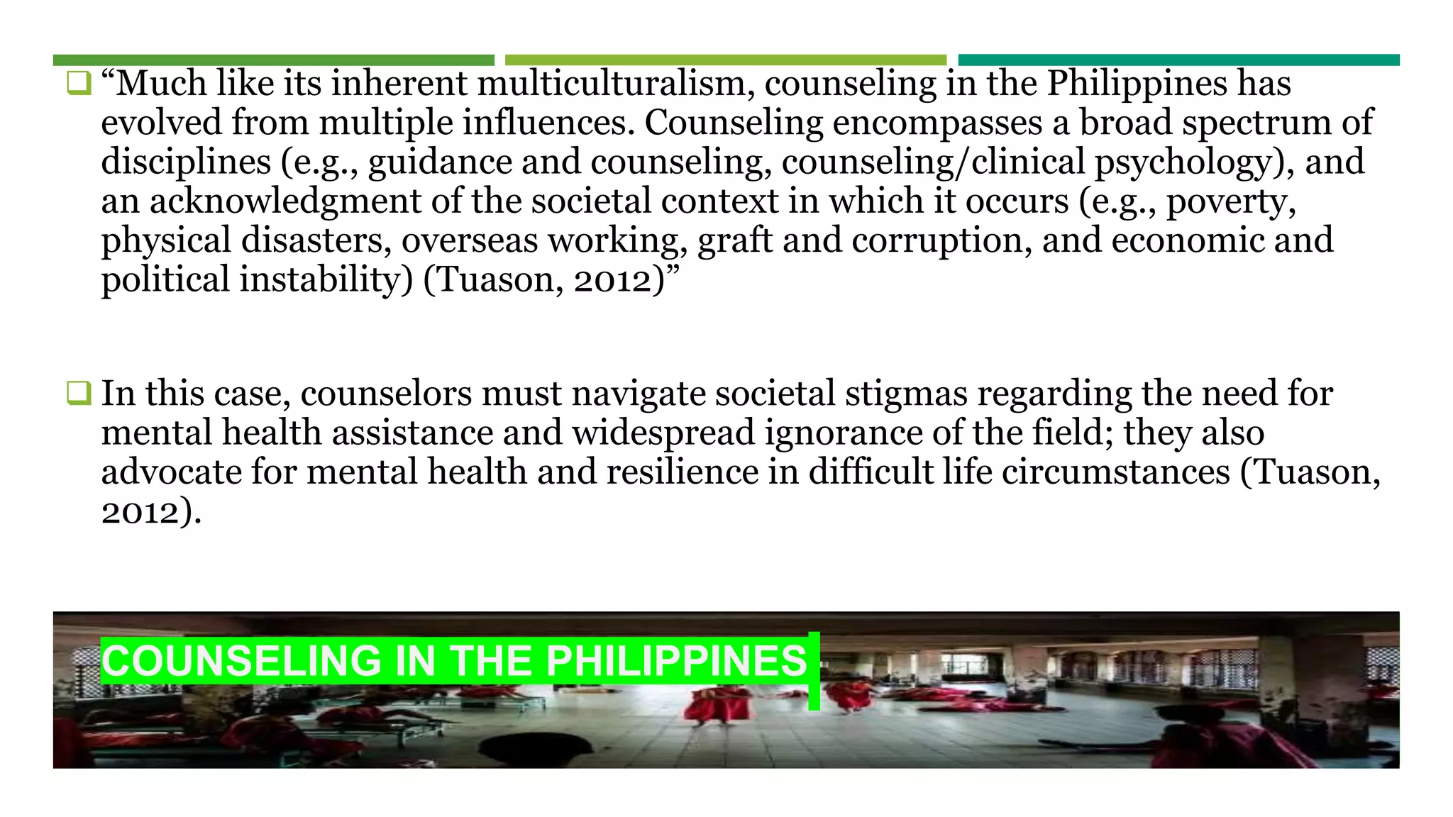 Issues about mental health and the Guidance and Counseling field in the ...