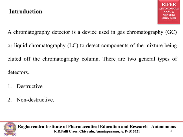 Detectors in Gas Chromatography | PPTX