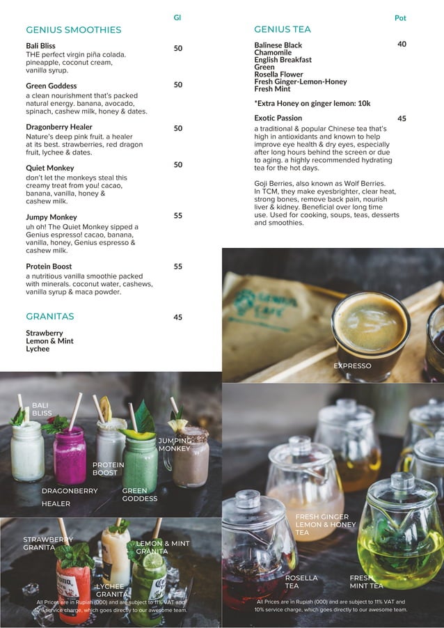 Genius Cafe Sanur Drinks - 2022 | PDF