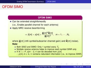 Orthogonal Faster than Nyquist Transmission for SIMO Wireless Systems | PDF