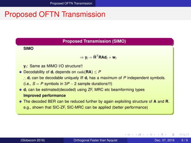 Orthogonal Faster than Nyquist Transmission for SIMO Wireless Systems ...