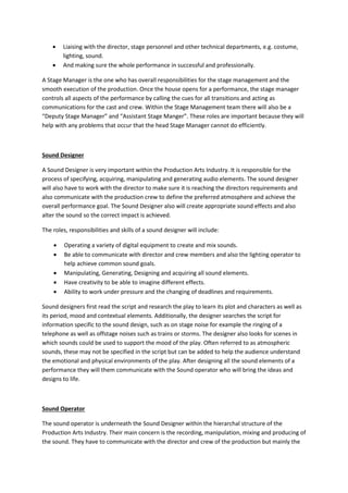 Gc1 job roles in the production roles | PDF