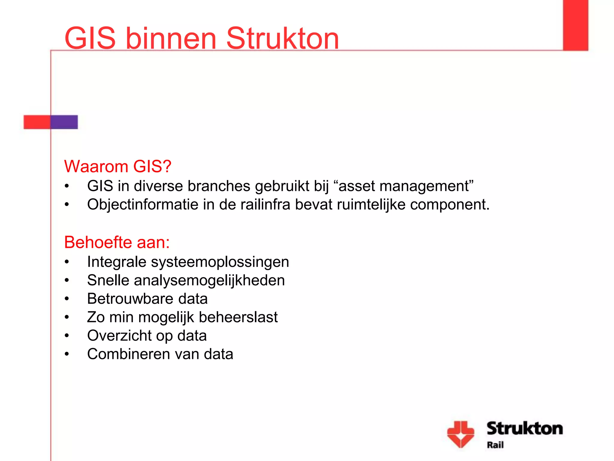 Gebruik van GIS in bedrijfsprocessen, Strukton Rail | PPT