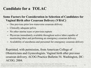 Vaginal birth after cesarean section | PPTX