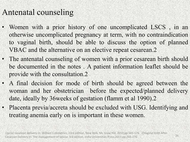Vaginal birth after cesarean section | PPTX