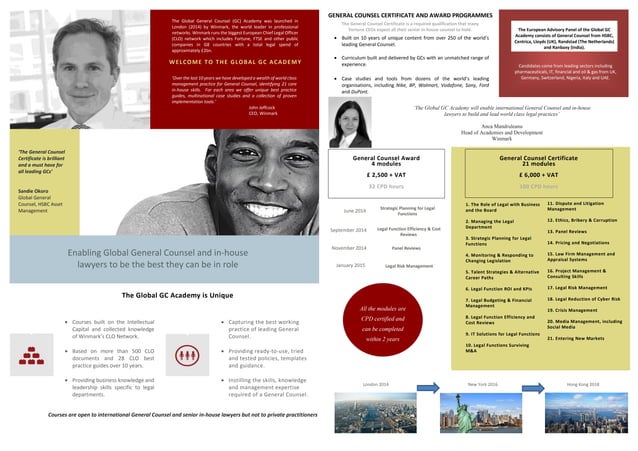 Global General Counsel Academy Brochure | PDF | Legal Services Industry ...