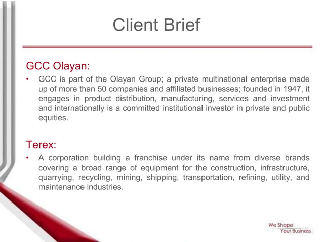 Gcc Olayan Terex Marketing Plan Graphic | PPT