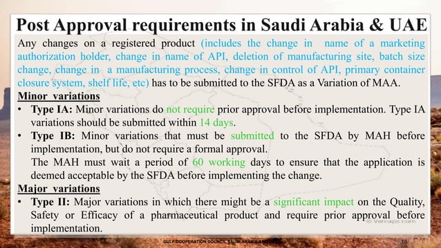 GCC Regulatory MAA & post approval requirements (Saudi Arabia & UAE) unit-5 RADC (RA) | PPTX