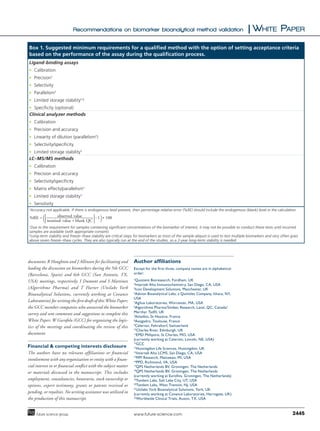 Recommendations on biomarker bioanalytical method validation by GCC ...
