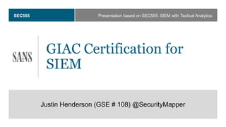 GCDA - GIAC Certificated Detection Analyst | PPTX