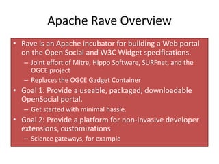 GCE11 Apache Rave Presentation | PPTX | Web Development | Internet
