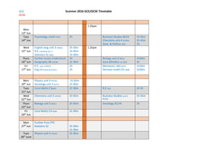 GCE Summer exam timetable | PDF