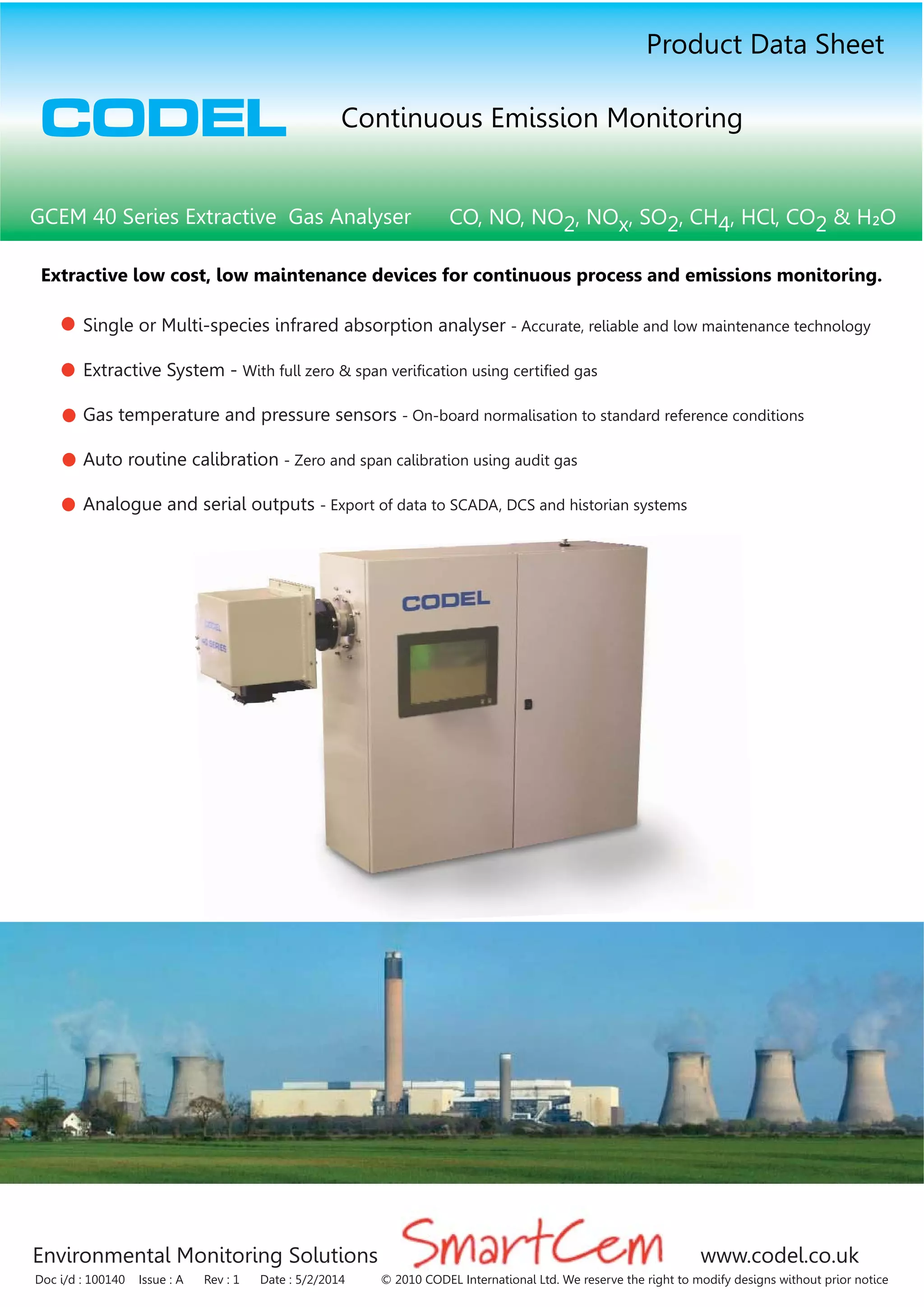 GCEM 40 series extractive gas analyser codel datasheet | PDF | Internet ...