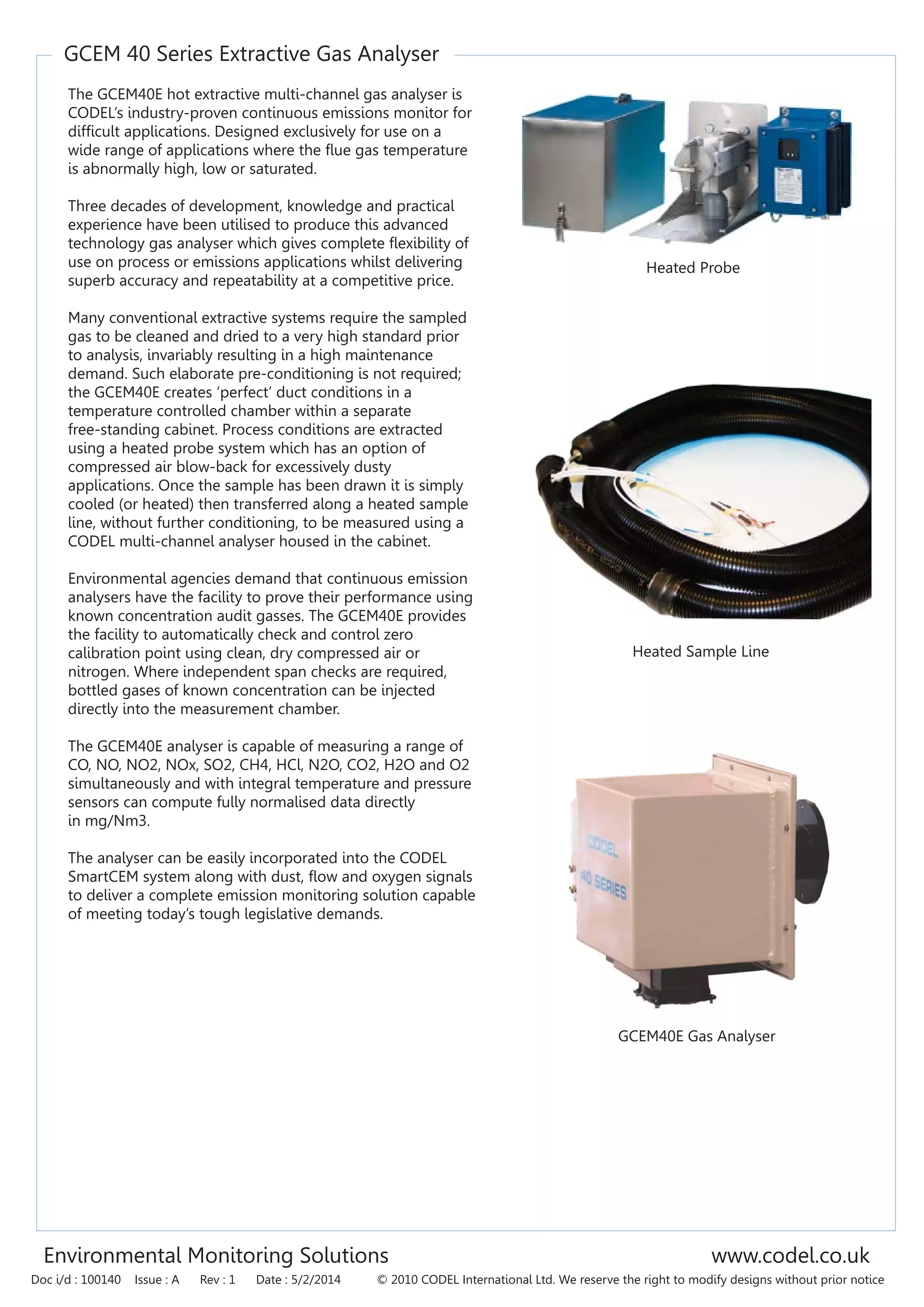 GCEM 40 series extractive gas analyser codel datasheet | PDF | Internet ...