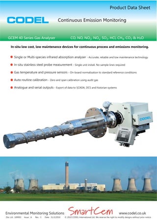GCEM 40 series gas analyser insitu-codel datasheet | PDF