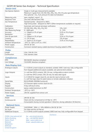 GCEM 40 series gas analyser insitu-codel datasheet | PDF