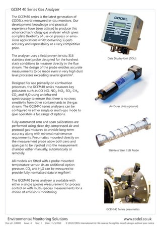 GCEM 40 series gas analyser insitu-codel datasheet | PDF