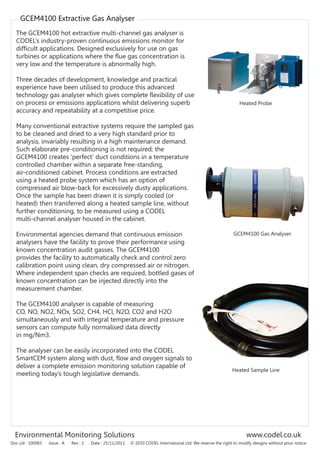 GCEM4100 extractive gas analyser codel datasheet | PDF