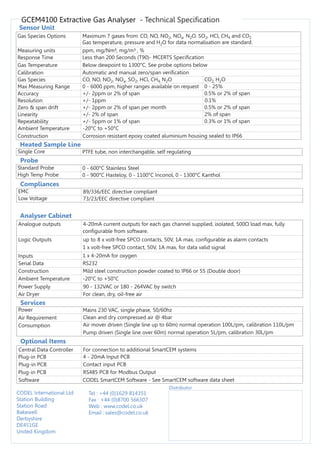 GCEM4100 extractive gas analyser codel datasheet | PDF