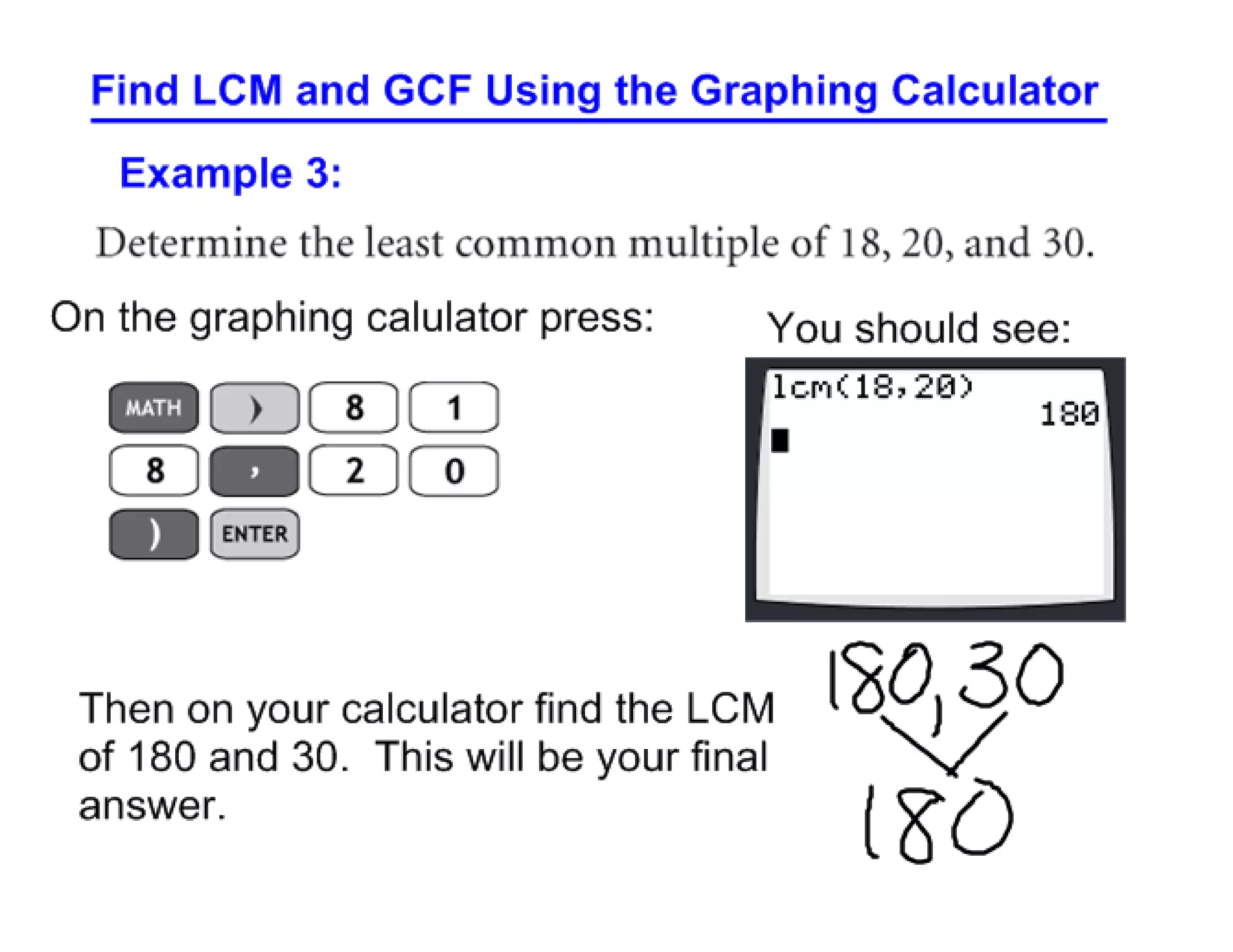 Gcf and lcm on graphing calculator | PPT