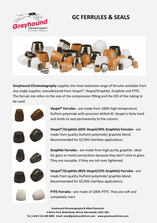 Chromatography Ferrule And Nut Kits - Thermo Fisher Scientific