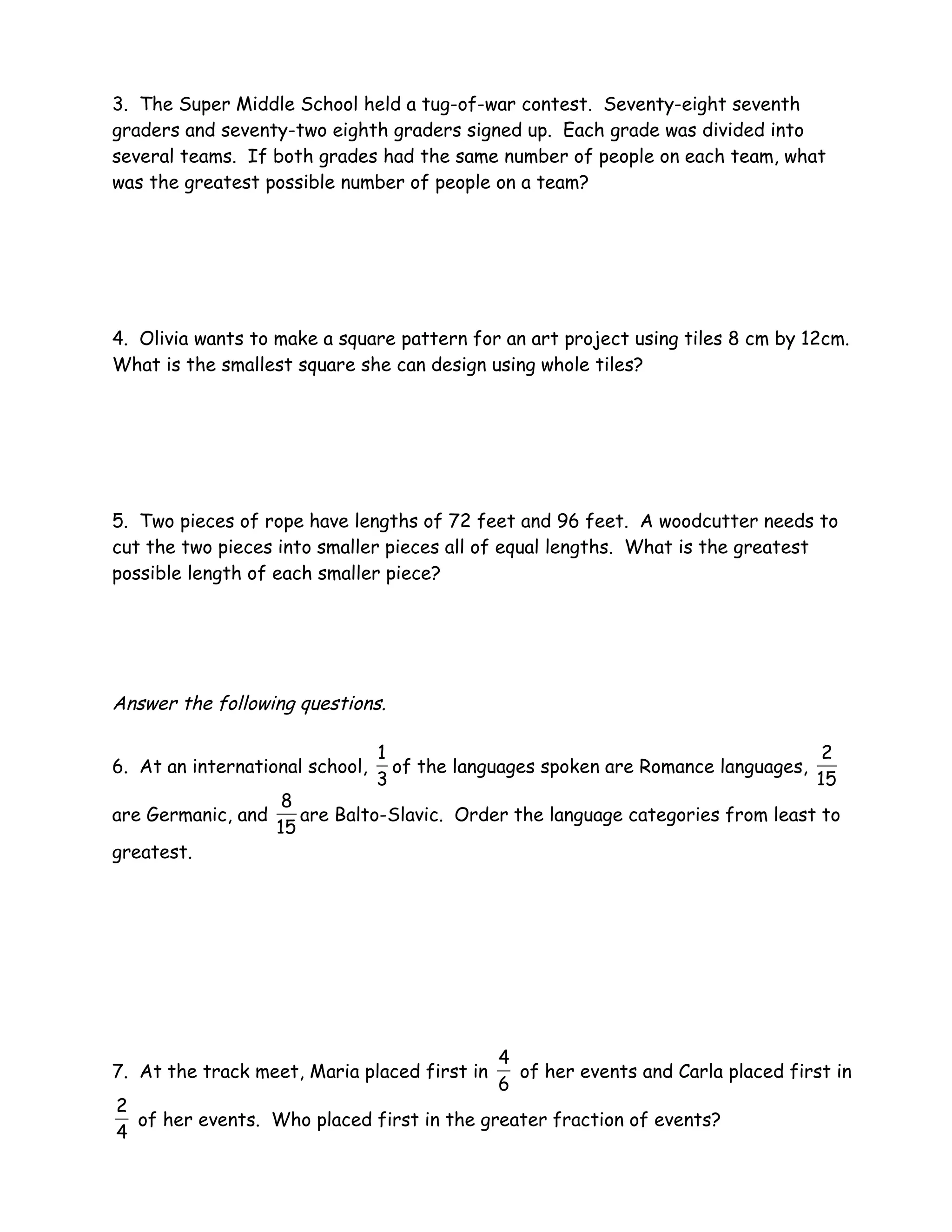Gcf, lcm, and lcd review ws | DOC