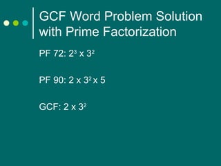 Gcf lcm problem solving | PPT