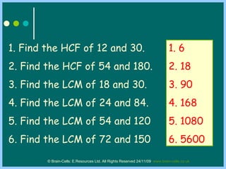 Gcf Lcm Word Problems | PPT