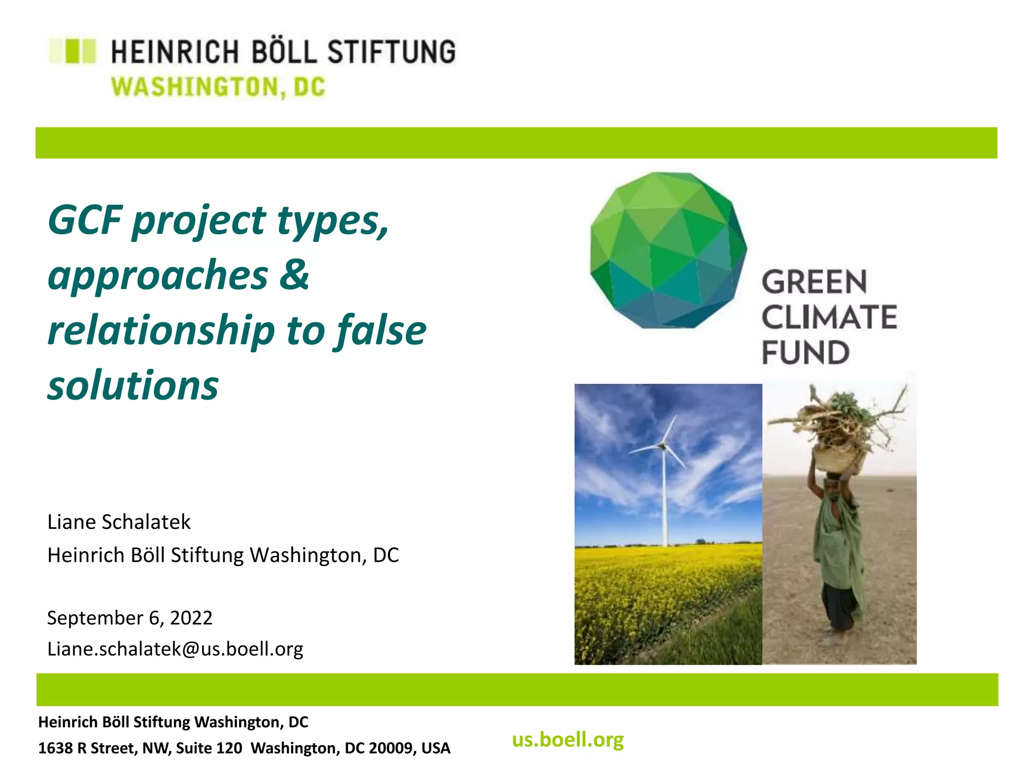 GCF projects types, approaches & relationship to false solutions | PPTX