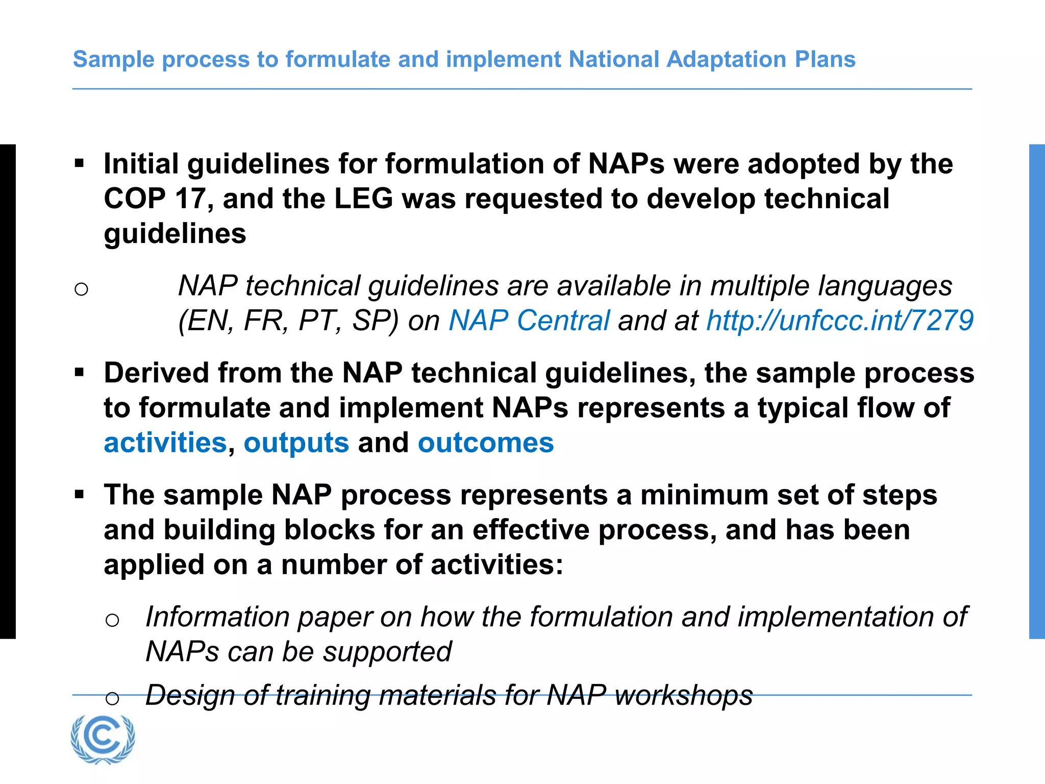 The sample NAP process based on the UNFCCC NAP technical guidelines | PDF