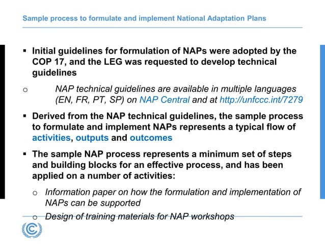 The sample NAP process based on the UNFCCC NAP technical guidelines | PDF