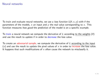 Adversarial examples in deep learning (Gregory Chatel) | PDF