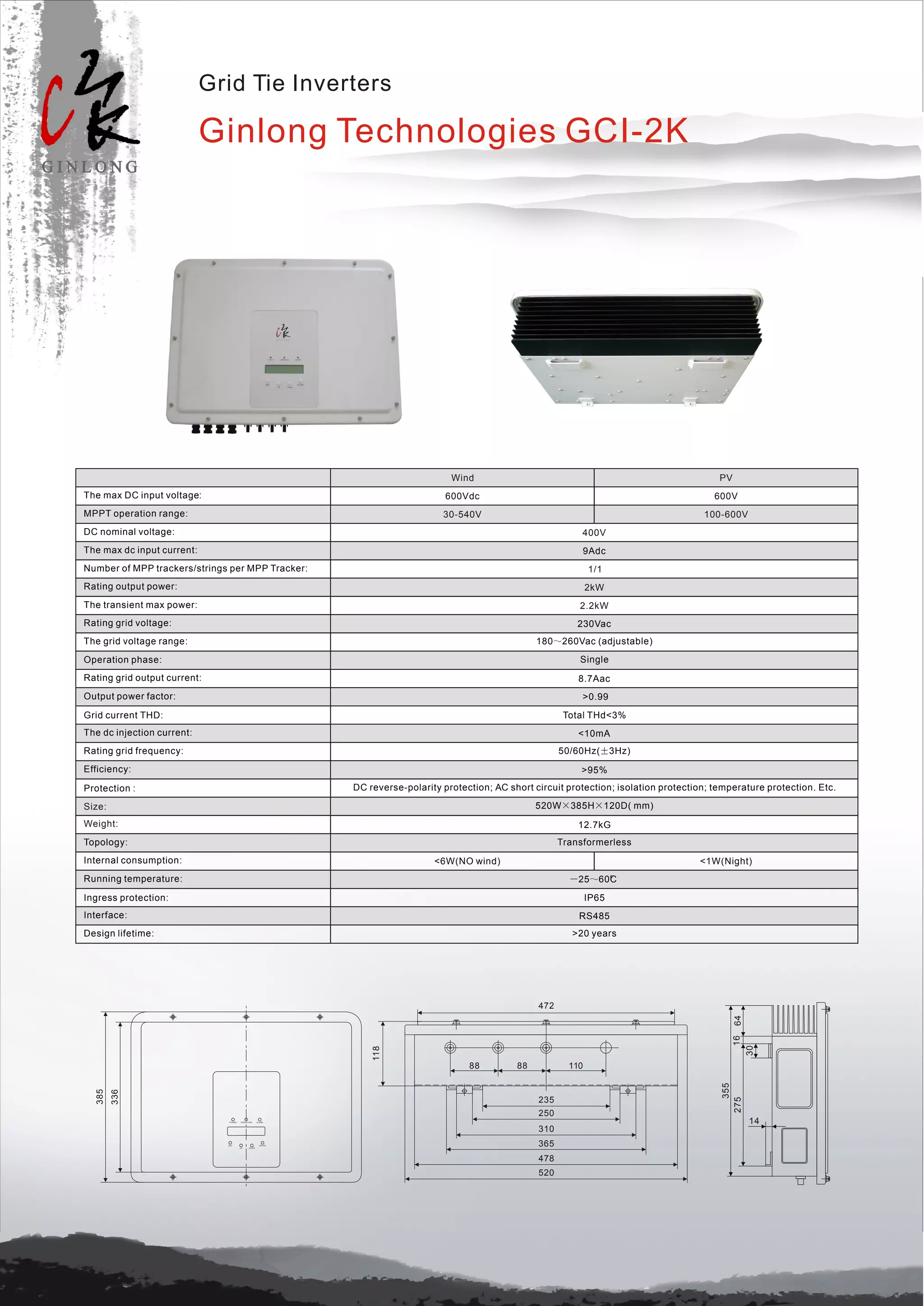 Ginlong 2kW Grid Tie Inverter GCI-2k | PDF