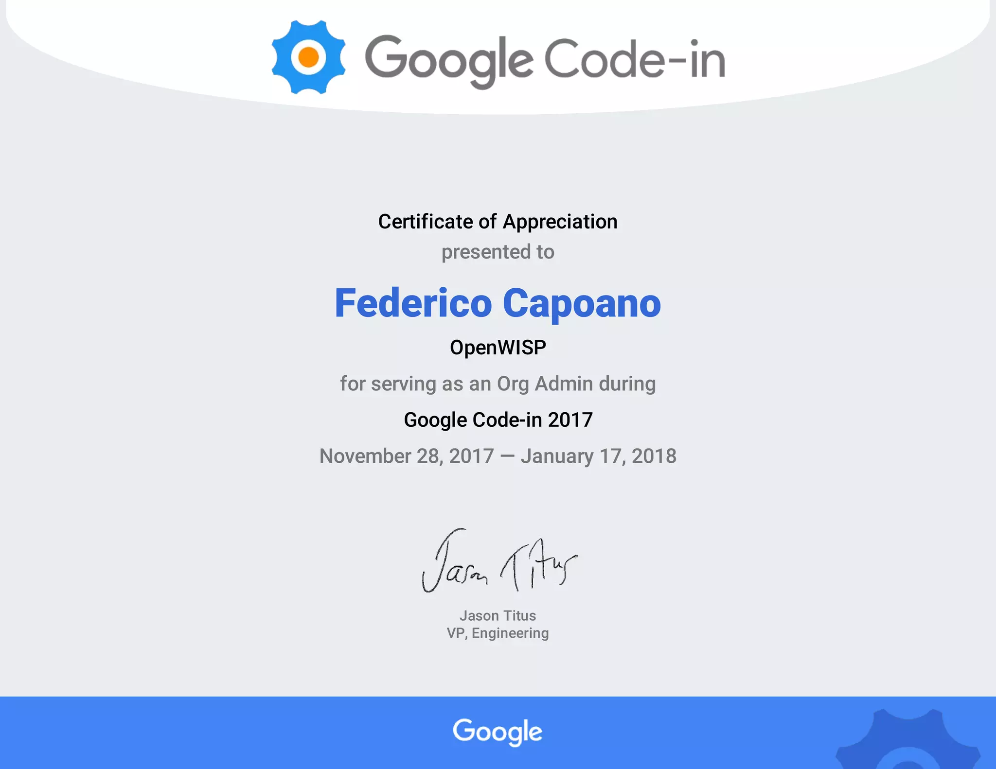 Google Code In 2017 Certificate | PPT