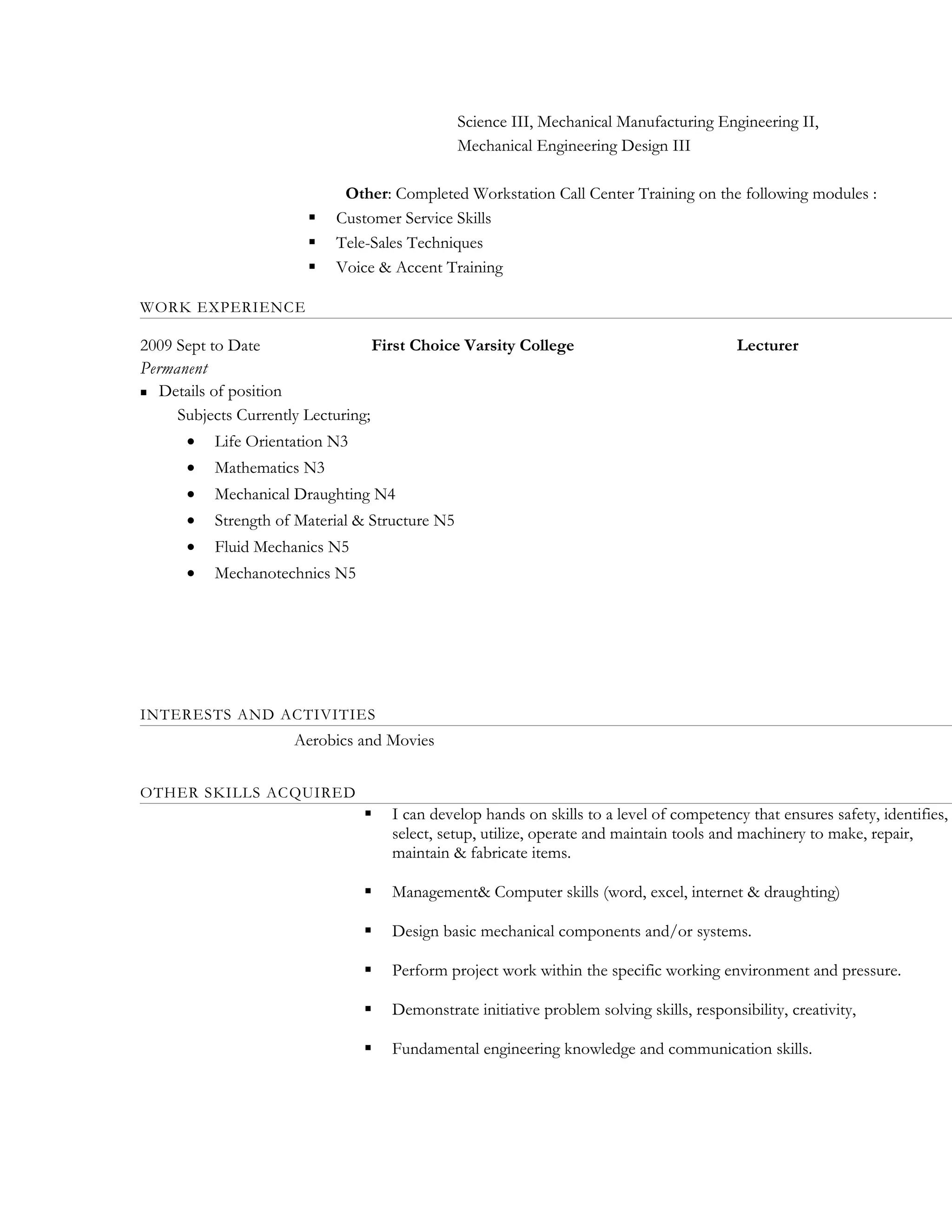 Gcinile mkhize's cv | DOC | Physics | Science