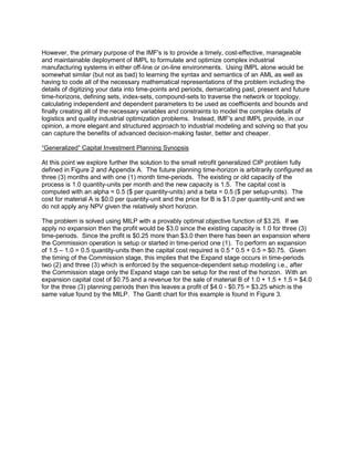 Generalized Capital Investment Planning w/ Sequence-Dependent Setups Industrial Modeling ...