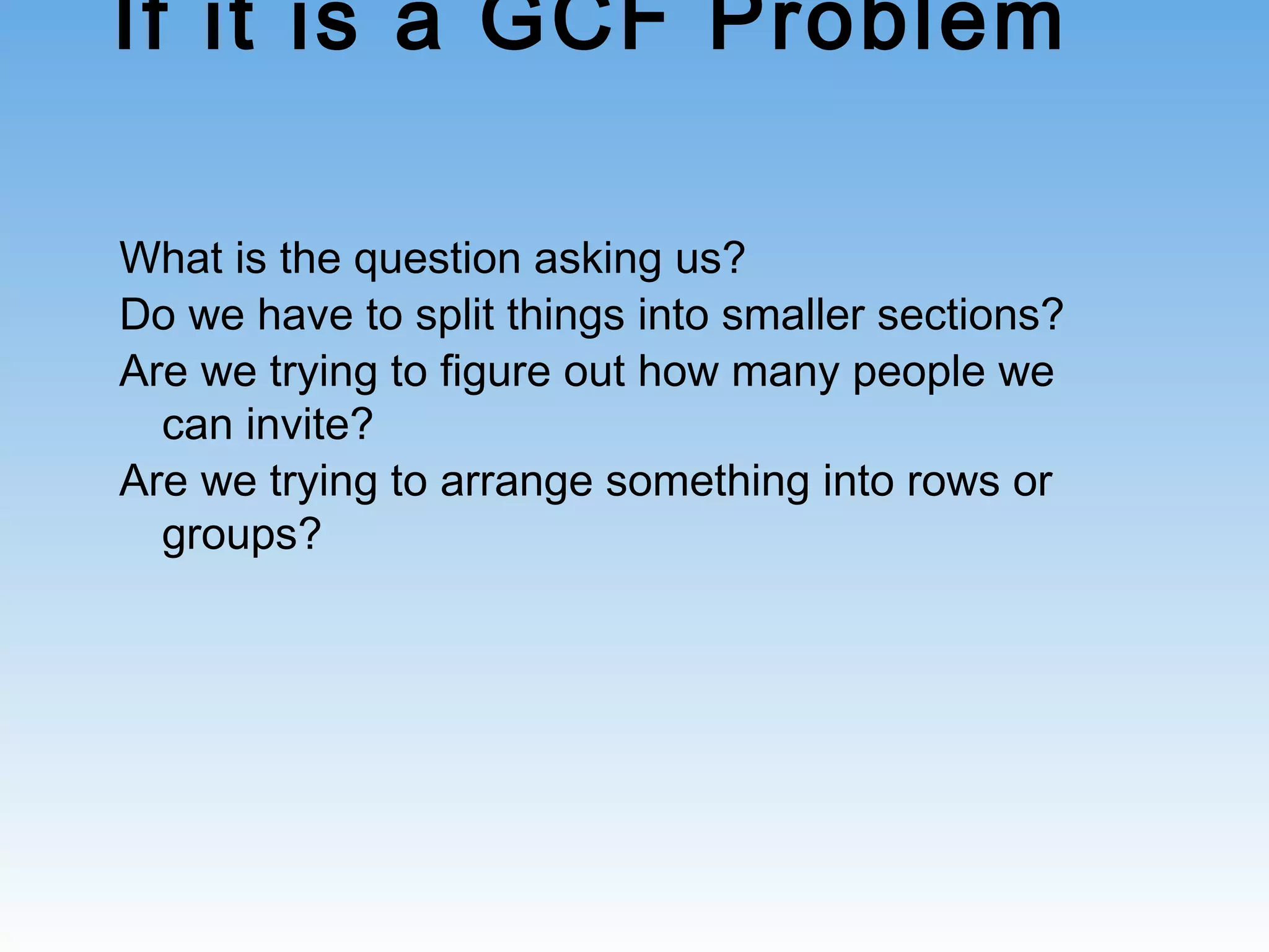 GCF and LCM Problem Solving | PPT