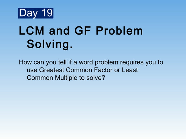 GCF and LCM Problem Solving | PPT