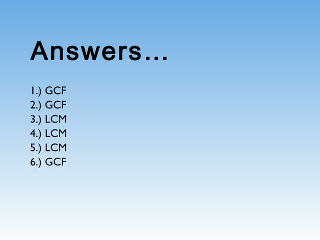 GCF and LCM Problem Solving | PPT