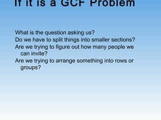 GCF and LCM Problem Solving | PPT