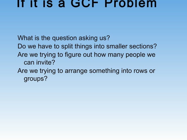 GCF and LCM Problem Solving | PPT