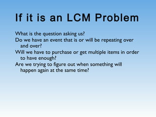 GCF and LCM Problem Solving | PPT