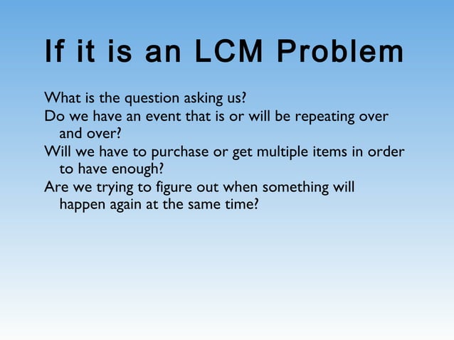 GCF and LCM Problem Solving | PPT